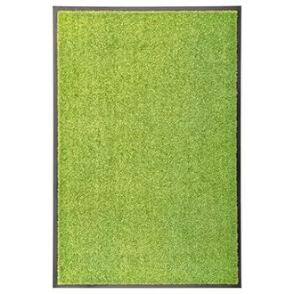 vidaXL Paillasson Lavable Tapis de Couloir Paillasson dEntrée Tapis de Porte Tapis de Bienvenue Intérieur Extérieur Antidérapant Vert 60x90 cm