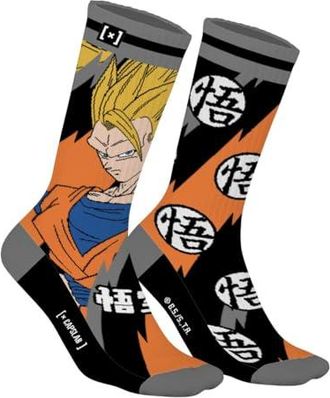Capslab Chaussette Homme Dragon Ball Super, 1 Paire de Chaussettes Fantaisie Homme, Orange Taille 39/42