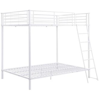 Vente-Unique Lits superposés 2 x 140 x 190 cm - Métal - Blanc - GEMINI II