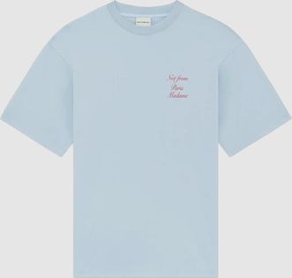 Dr&ocirc;le de Monsieur Tee-shirt Slogan Calligraphy Light Blue