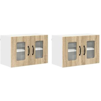 vidaXL Küchenwandschrank mit Regal 2 pcs Sonoma-Eiche 60 x 31 x 40 cm vidaXL