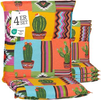 Beo Turin 4er Set Niederlehner Gartenstuhl-Auflagen | Waschbar 30&deg; | Atmungsaktiv & UV-best&auml;ndig | Made in EU | &Ouml;ko-Tex Standard | Extra Dicke Sitzkissen 
