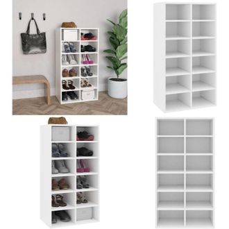 vidaXL Vidaxl - Schuhregal Weiß 54x34x100,5 cm Holzwerkstoff - Schuhregal - Holzwerkstoff Regal - Garderobe - Schrank - Aufbewahrungssystem - Home & Living