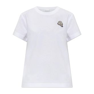 Moncler Logo Patch T-Shirt - - Tops - Damen - Wei&szlig; - L