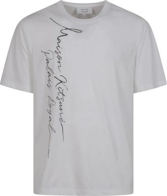 Maison Kitsun&eacute; Homme, Tops, Blanc, Taille: XL Poetic Script Light Regular Tee-Shirt