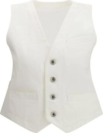 sacai Femme, Vestes, Blanc, Taille: 40 FR Gilet Boutonn&eacute;