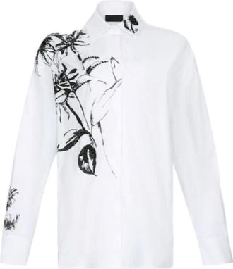 Liu Jo Femme, Blouses et Chemises, Blanc, Taille: 36 FR Chemisier en popeline de coton fleuri