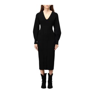 Alberta Ferretti Elegantes Schwarzes Geripptes Strickkleid - - Dresses - Damen - Schwarzk - S