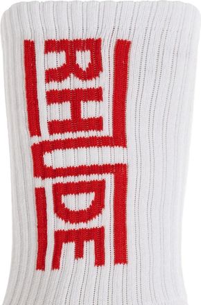 Rhude chaussettes &agrave; logo - Blanc
