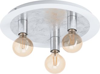 Eglo LED Deckenlampe Passano, 3 flammige Deckenleuchte Vintage, Retro, Wohnzimmerlampe aus Metall in Weiß, Silber, Schlafzimmerlampe, Flurlampe Decke mit E