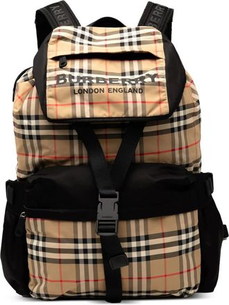 Burberry sac à dos Logo Print Wilfin en nylon à motif House Check (2018-2025) - Marron