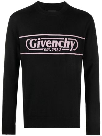 Givenchy pull en laine &agrave; logo intarsia - Noir