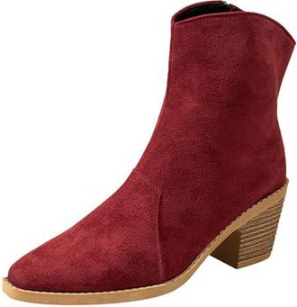 Generic Bottines &agrave; talon &eacute;pais pour femme - Confortables - &Eacute;l&eacute;gantes et polyvalentes - Fermeture &eacute;clair lat&eacute;rale - Style d&eacute;contract&eacute; - Pour le quotidien ou le