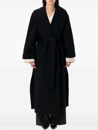 By Malene Birger manteau ceintur&eacute; &agrave; col ch&acirc;le - Noir