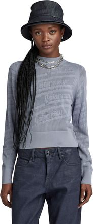 G-Star Damen Pointelle Text Knitted Pullover, Grau (dim Grey D23924-B754-3885), XL