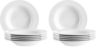 M&auml;ser Serie Arlona, Suppenteller f&uuml;r 6 Personen aus hochwertigem Porzellan, tiefes Teller Set, zeitlos, elegant, Porzellan, wei&szlig; (Packung mit 2)