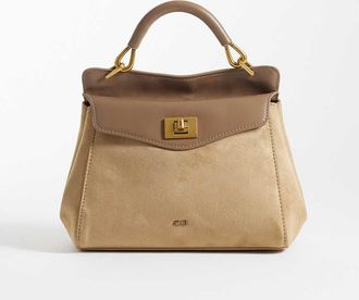 JW PEI Lucia - Klassische Handtasche aus Wildlederimitat in Taupe-Neutral