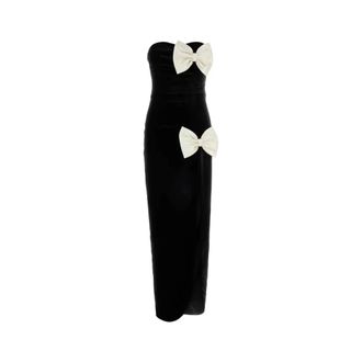 Alessandra Rich Femme, Robes, Noir, Taille: 36 FR Robe de Soir&eacute;e en Velours Orn&eacute;e de Noeuds Sans Bretelles