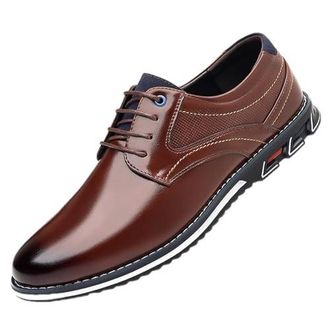 Generic Chaussures habill&eacute;es pour homme - Chaussures richelieu classiques &agrave; lacets - Bout pointu - En cuir - Talon bloc - Antid&eacute;rapantes - Confortables - Pour