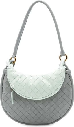Bottega Veneta Hobo Bags - Small Bicolor Lambskin Intrecciato Gemelli Bag - Gr. unisize - in Grau - f&uuml;r Damen