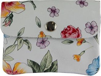 modamoda.de P09 WL Petit portefeuille en cuir véritable pour femme 11 x 1 x 8 cm Fabriqué à la main en Italie, Fleur-01, xs, Moderne