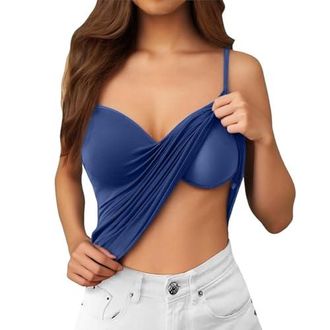 Generic D&eacute;bardeur &agrave; bretelles spaghetti pour femme en coton pour femme Sport Yoga D&eacute;bardeur avec soutien-gorge int&eacute;gr&eacute; D&eacute;bardeur d&eacute;t&eacute; Sport Chemisier &eacute;l&eacute;gant 