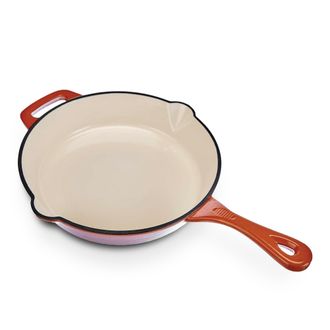 GSW 716314 orange Shadow Pfanne mit 2 Ausg&uuml;ssen o, Deckel 26cm, Gusseisen, orange/creme, 46 x 27,5 x 5,5 cm