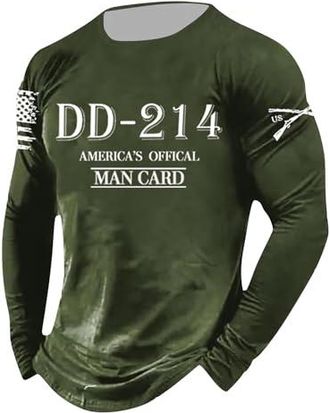 Generic T-shirt &agrave; manches longues imprim&eacute; 214 pour homme avec col rond, tendance d&eacute;contract&eacute;e, t-shirt &agrave; manches longues ample et confortable, vert, 3XL