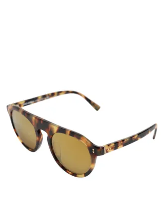 Dolce & Gabbana GLA1350 Leopard Print Acetate Round Sunglasses - Brown