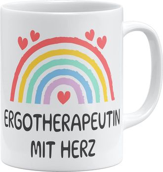 OM3 Ergotherapeutin mit Herz Kaffee-Tasse Geschenkidee Dankeschön | Keramik Becher | 11oz 325ml | Beidseitig Bedruckt | Weiss
