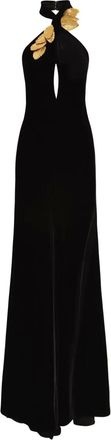 Oscar De La Renta robe longue &agrave; ornements - Noir