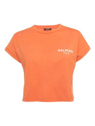 Balmain Cropped-Oberteil mit Logo - Orange