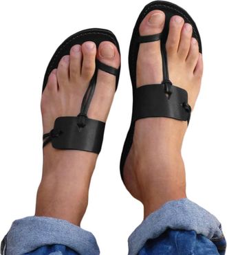 Minetom Herren PU Sandalen Retro Riemchensandalen Gladiator Sommer Schuhe Ledersandalen Slingback Zehentrenner Pantoletten Slipper B Schwarz 40 EU