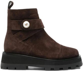 Jimmy Choo London Stiefel - Brown Suede Ankle Boots With Decorative Strap Deta - Gr. 36 (EU) - in Braun - f&uuml;r Damen