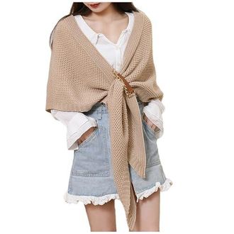 Generic Echarpe Femme Foulard Femme &Eacute;charpe parfaite pour la ville Triangle Grand Motif Creux Hiver Accessoire Mode Cape D&eacute;contract&eacute;e
