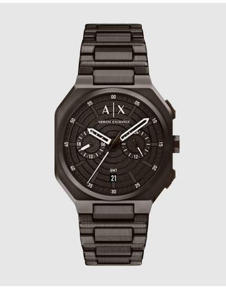 A|X Armani Exchange Bass montre double fuseau horaire en acier inoxydable marron