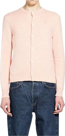 Comme Des Gar&ccedil;ons Homme, Pulls, Rose, Taille: XS Maille Col Rond Petit Embl&egrave;me Rouge