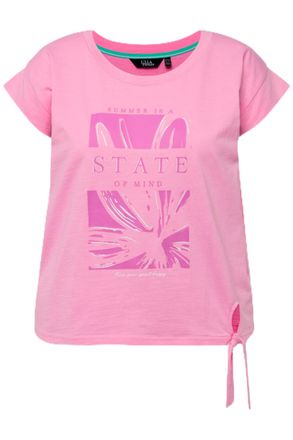 Ulla Popken Damen, gro&szlig;e Gr&ouml;&szlig;en, Kurzes Top zum Binden mit Druck, Oversized