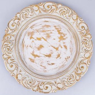 Villa D'Este Home Tivoli Barock Platzteller, Herzogin, &Oslash; 33 cm, Kunststoff, Barockdekor im Antik-Look