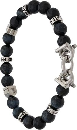 Ferragamo Homme, Accessoires, Bleu, Taille: ONE Size Round Bead Gancini Bracelet