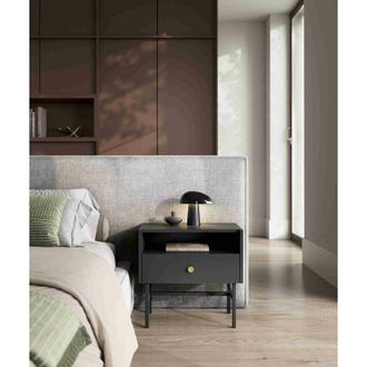 Furnix Furnix - Nachtkonsole Taylie Metal Nachttisch mit Schublade & Stellf&uuml;&szlig;e Schwarz