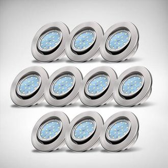 B.K.Licht Lot de 10 spots LED encastrables orientables 230 V ultra plats - Lumi&egrave;re blanche chaude Spot plafond avec trou 68 mm 86 x 26 (diam&egrave;tre hauteur) Nickel