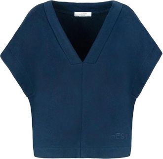 H&eacute;st H&eacute;st, Femme, Tops, Bleu, Taille: 38 FR Logo Tee Shirt