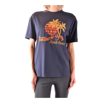 Fendi Kurz&auml;rmeliges T-Shirt - - Tops - Damen - Blau - XS