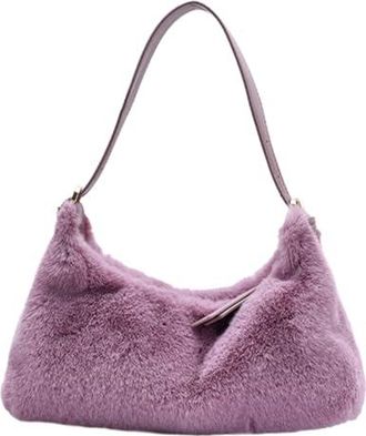 Hemoton Paquet Fourre-tout &agrave; Bandouli&egrave;re En Peluche Violette Pour Femme Paquet De Rangement Chaud Utilisation Quotidienne Taille Moyenne