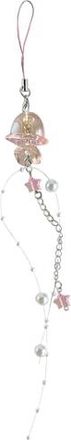 Generic Jellyfish Porte-cl&eacute;s avec breloque en forme d&eacute;toile en cristal et perles pour t&eacute;l&eacute;phone portable pour femmes et filles, rose, taille unique