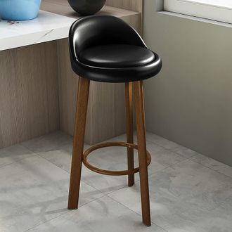 Generic Moderner ergonomischer Barhocker mit Fu&szlig;- und R&uuml;ckenlehne, orangefarbener K&uuml;chenstuhl aus PU-Leder f&uuml;r Caf&eacute;, Pub oder Esszimmer