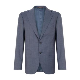 Canali Zweireihiger Anzug-Sakko aus Wollmischung - - Jackets - Herren - Blau - M