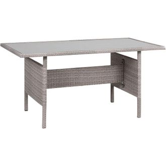 Beliani Beliani - Table de Repas de Jardin en Rotin pe Gris et Plateau en Verre de S&eacute;curit&eacute; Viterbo