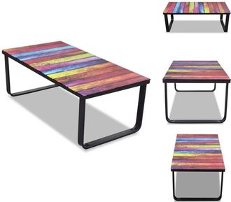 vidaXL Couchtisch mit Glasplatte Regenbogen-Aufdruck - Couchtisch - Regenbogen Tisch - Glastisch - Wohnzimmereinrichtung - Modernes Sofa Regal